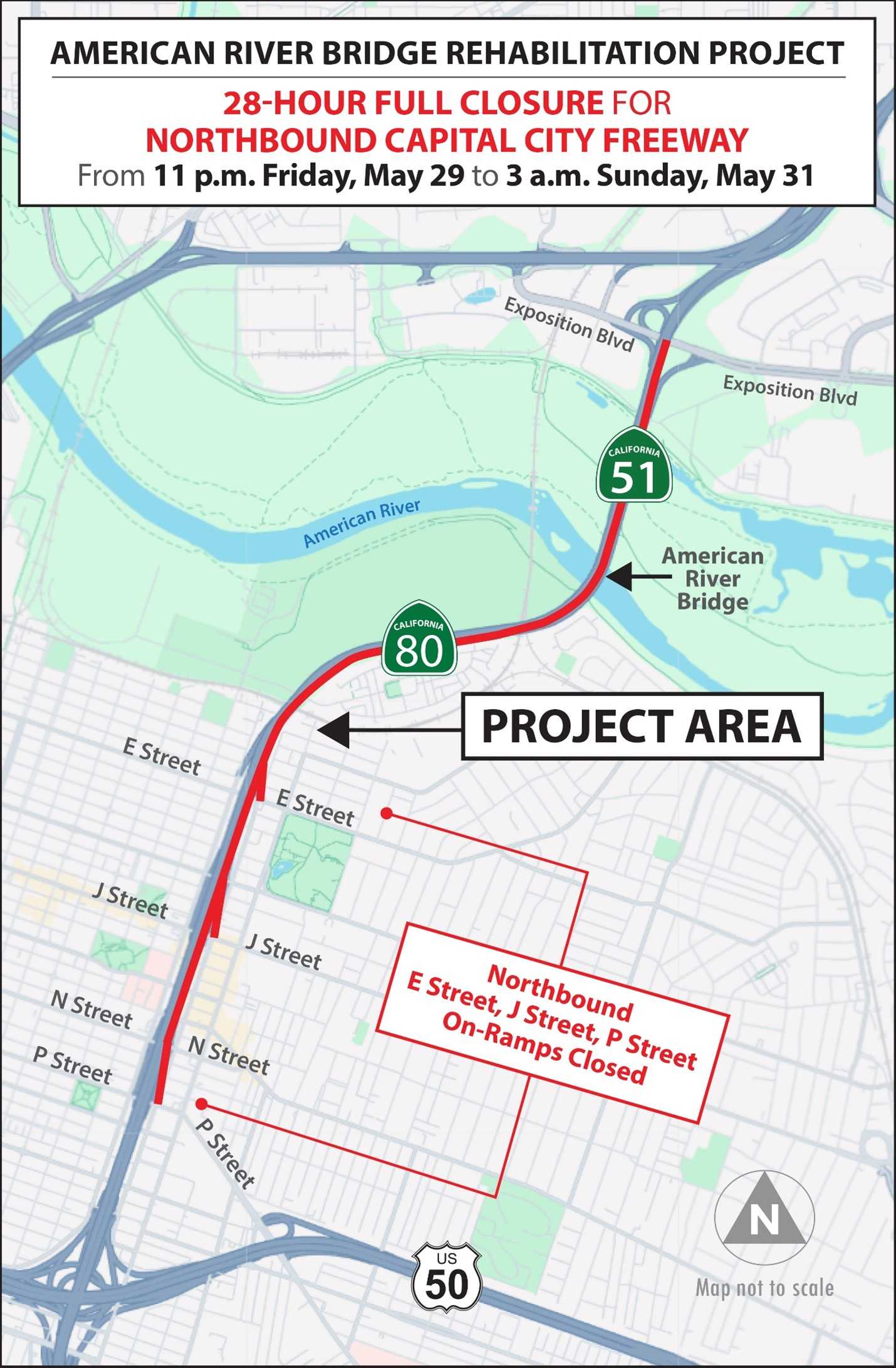 Caltrans to close northbound Capital City Freeway for 28 hours during ...