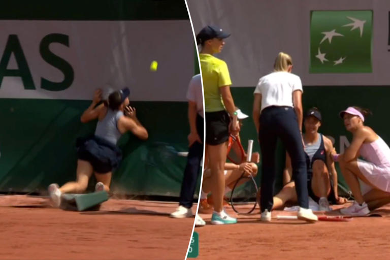Turkish tennis player retires mid-match after tripping over ad prop in ...