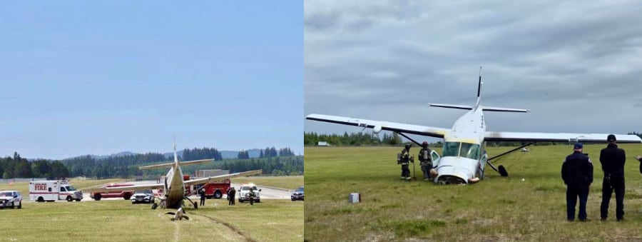 Pilot hospitalized after coming up short of the runway at Sanderson ...