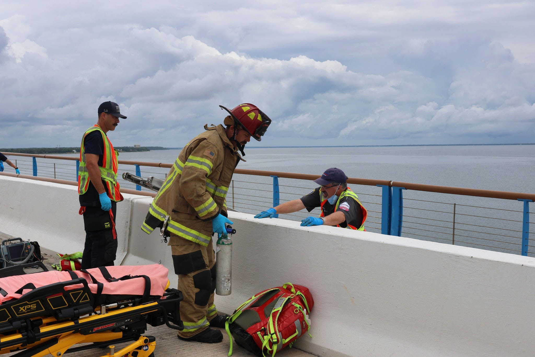 Motorcyclist ejected from Three Mile Bridge to pedestrian path