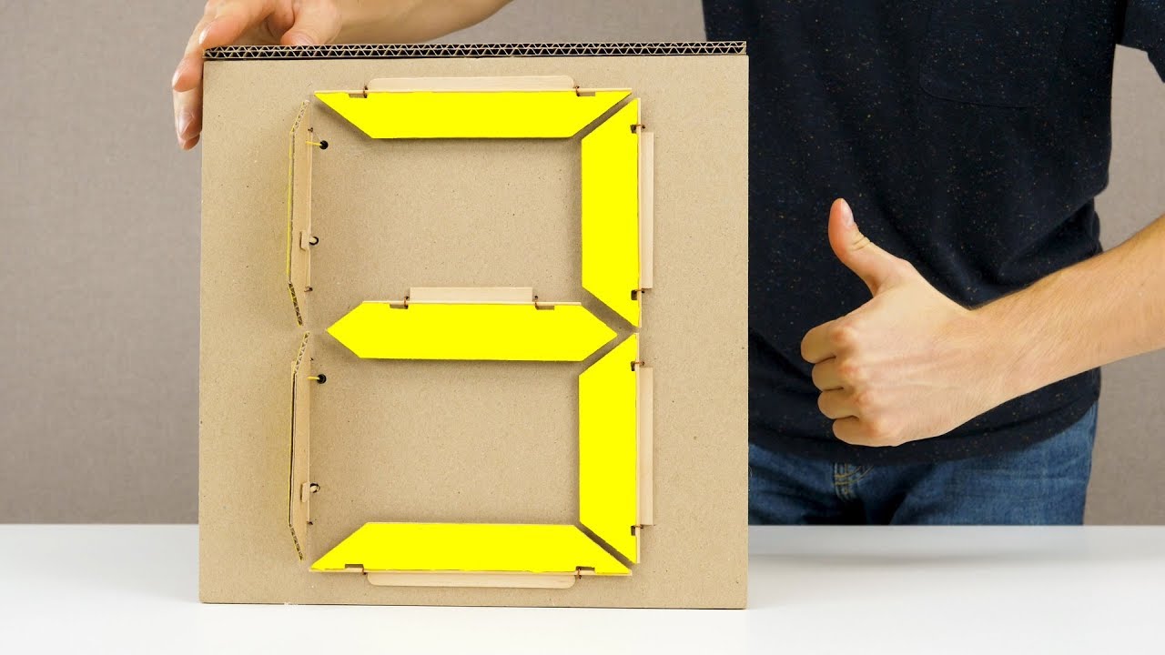 How to make mechanical 7 segment display from cardboard