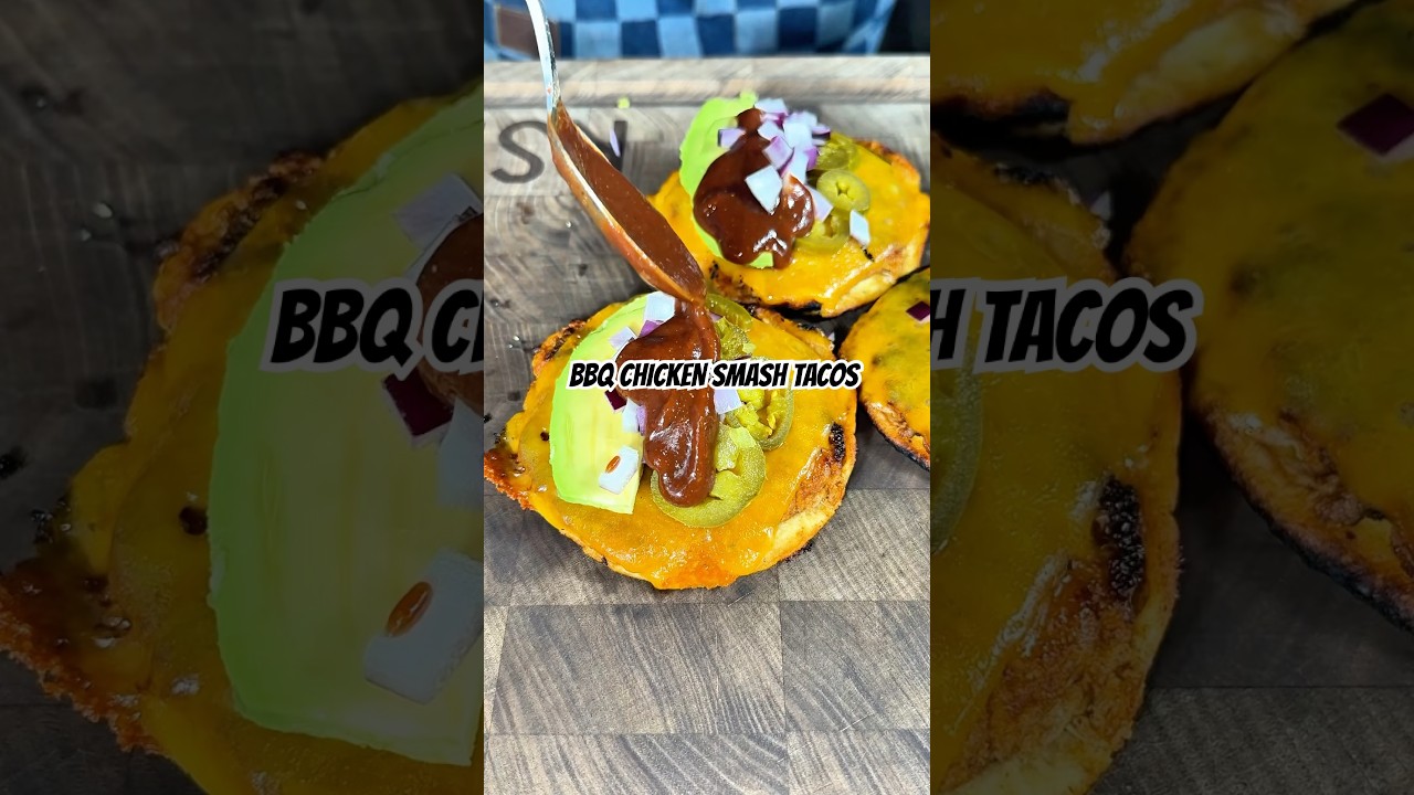 BBQ chicken smash tacos! (280 cals, 30g protein and 0g carbs)
