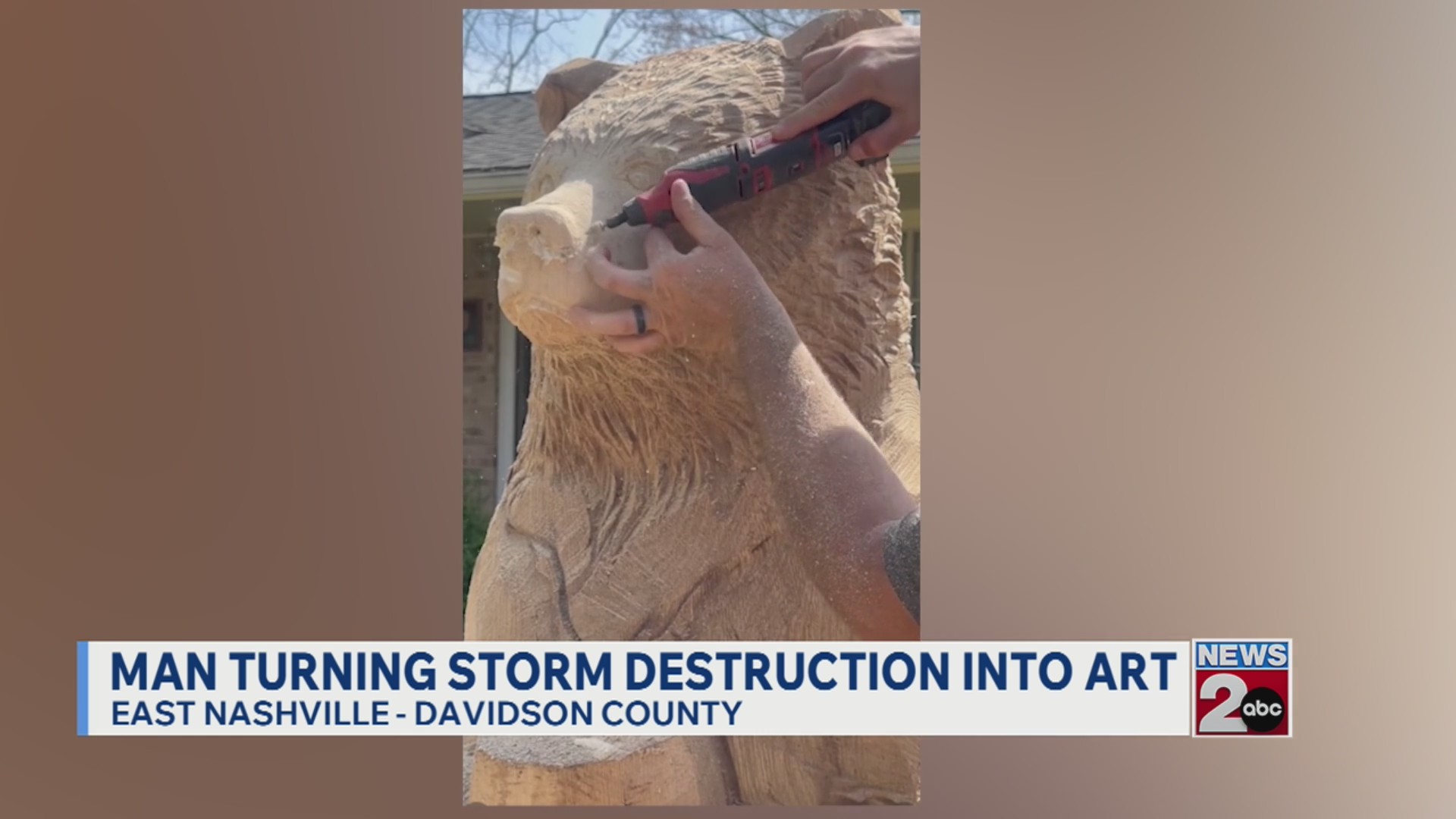 Man turns winter storm destruction into art