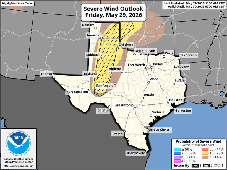 Severe weather chance increases this afternoon in West Texas