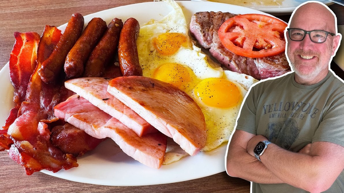 Meat lovers breakfast at Stacked Pancakehouse