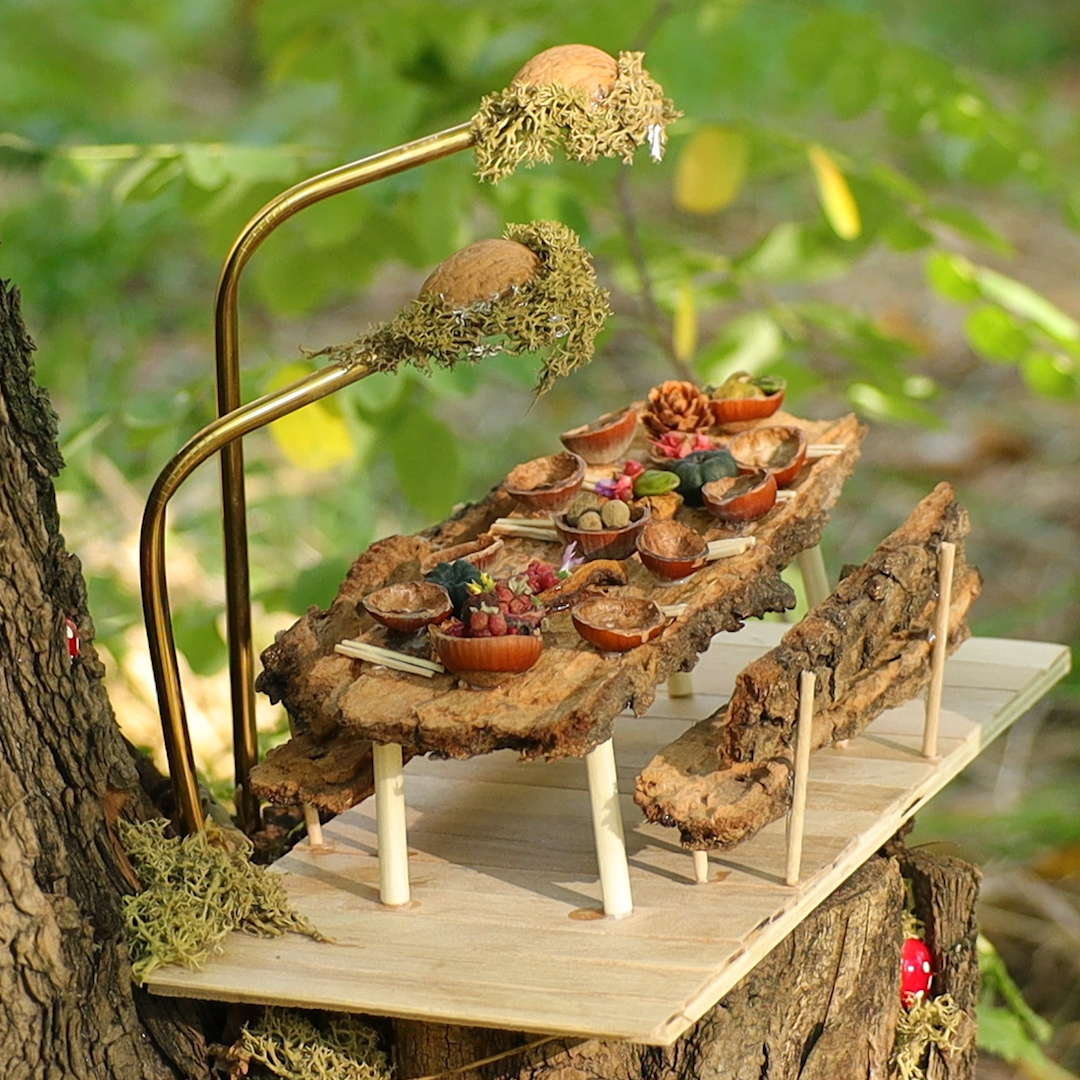 Create a miniature table DIY with woodland vibes 🍂