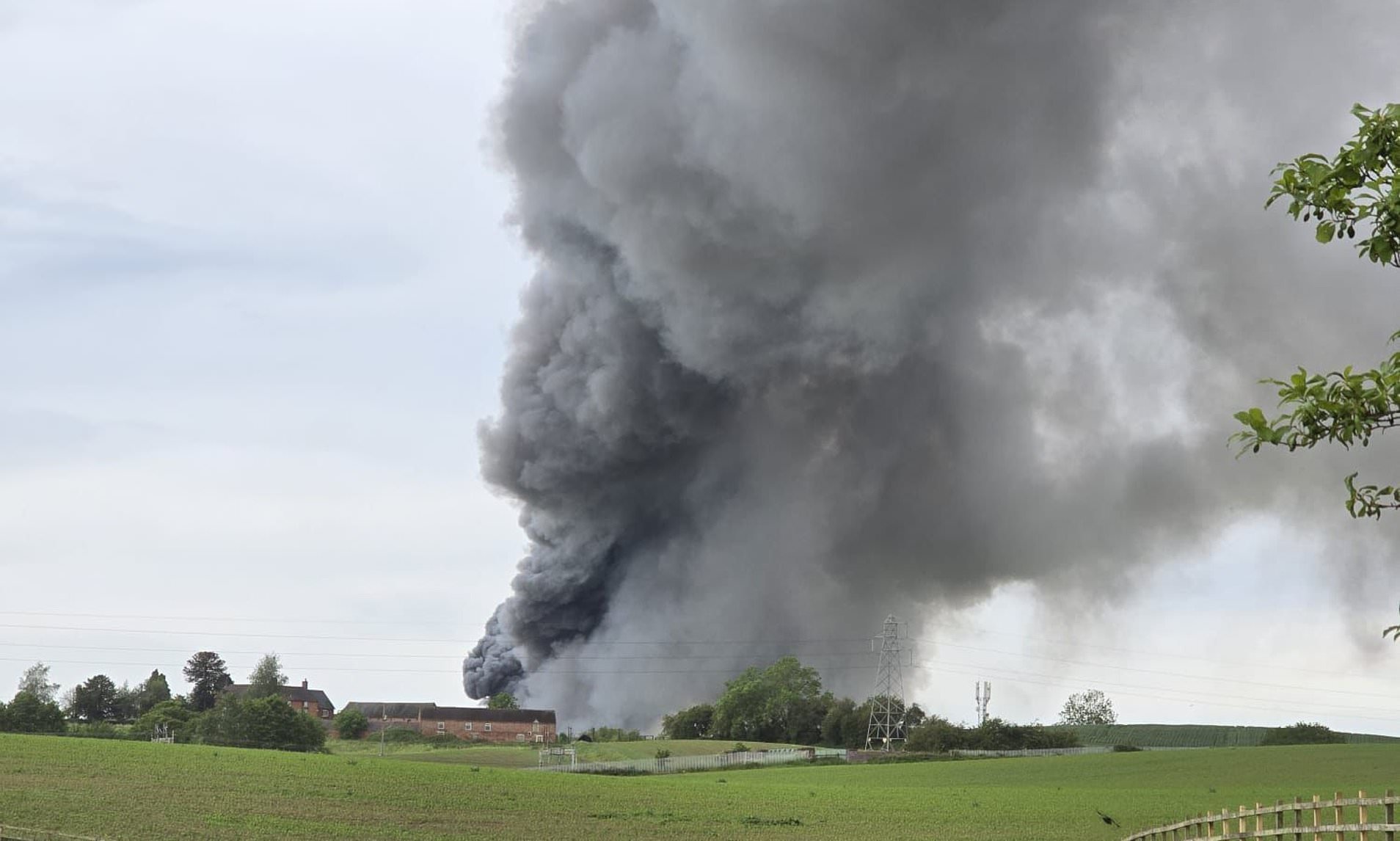 Fire crews battle massive chicken farm blaze as plumes of smoke are ...