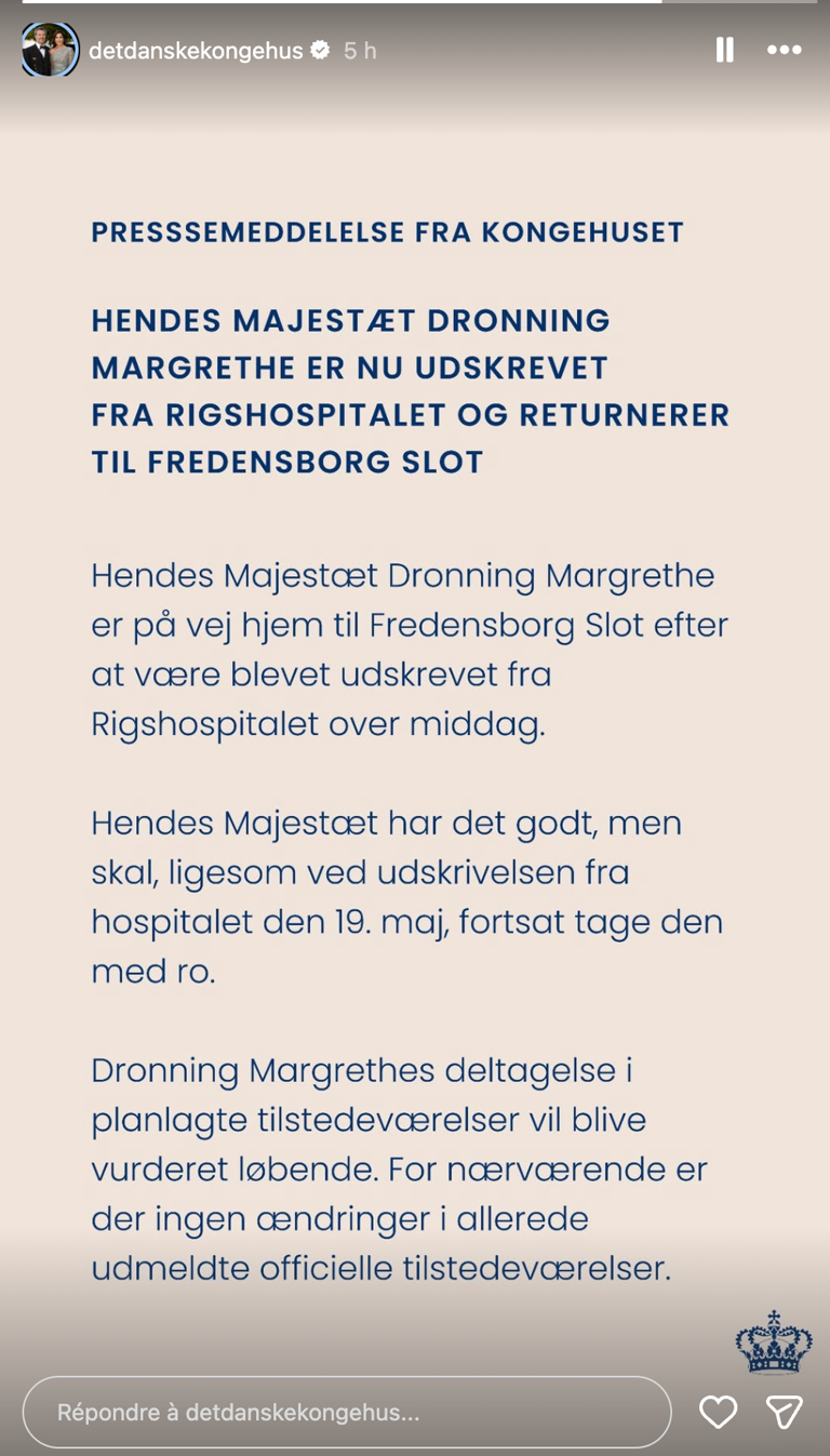 Margrethe II de Danemark a quitté l’hôpital : la mère de Frederik X ...