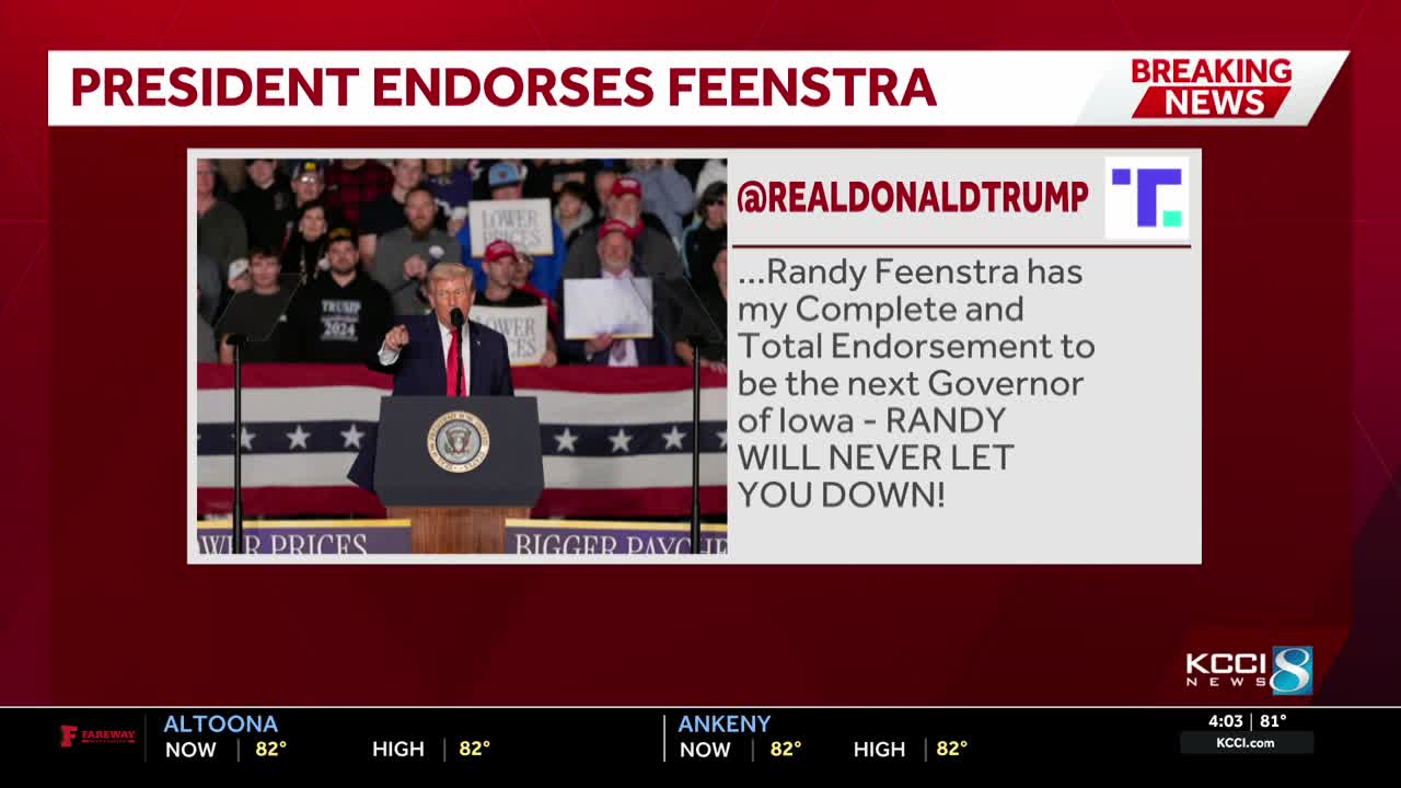 Trump endorses Randy Feenstra in Republican primary for Iowa governor