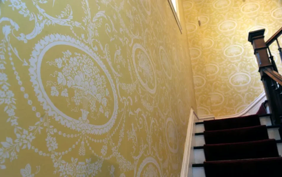 DIY paint-and-stamp hack offers budget wallpaper alternative