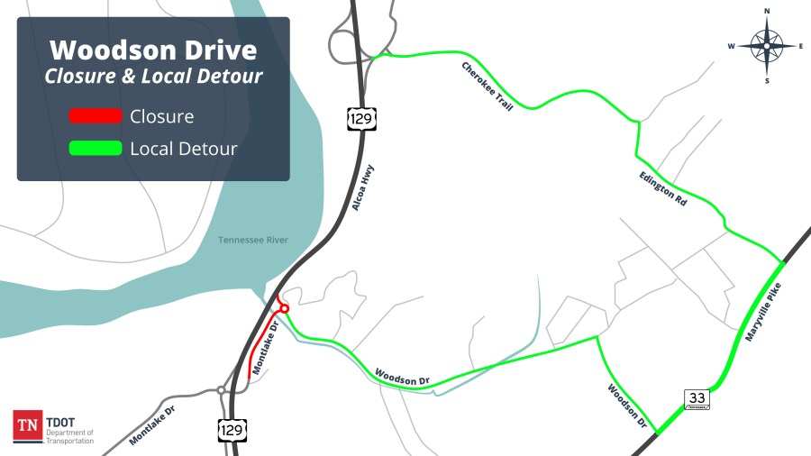 Woodson Drive at Alcoa Highway to be closed for roundabout construction