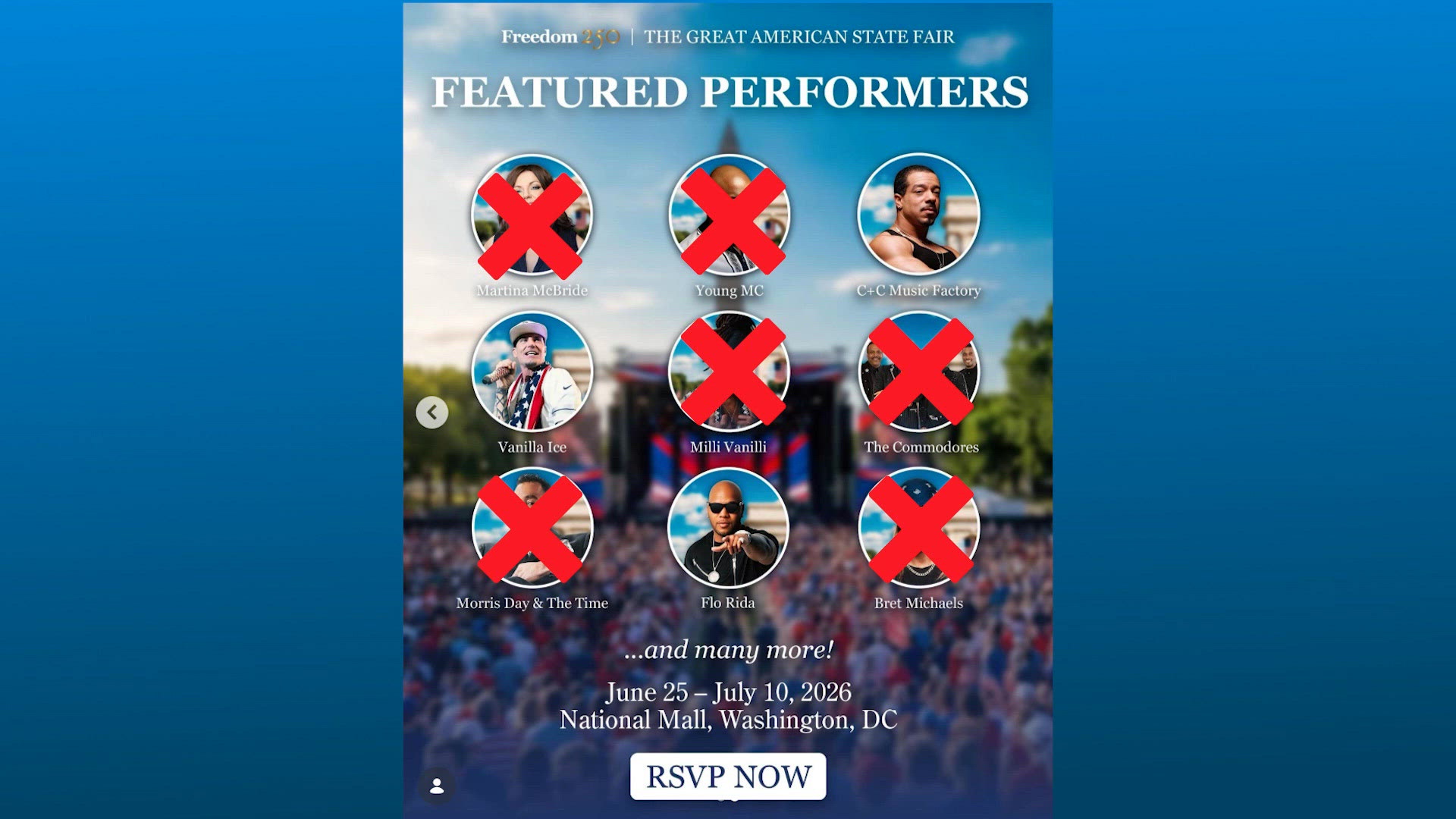 More artists pull out of Freedom 250 concerts on the National Mall