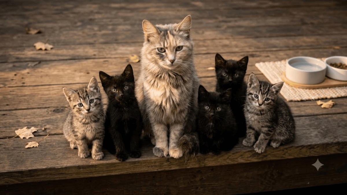 This stray cat lost her babies then arrived with a new set of rainbow ...