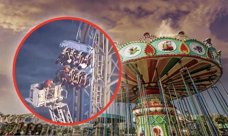 Montaña rusa falla y deja a personas suspendidas 30 metros por varias ...