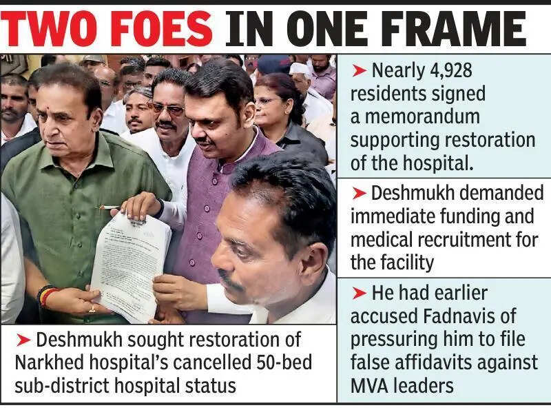Bitter rivals Deshmukh & Fadnavis meet after 2 yrs over Narkhed hosp ...