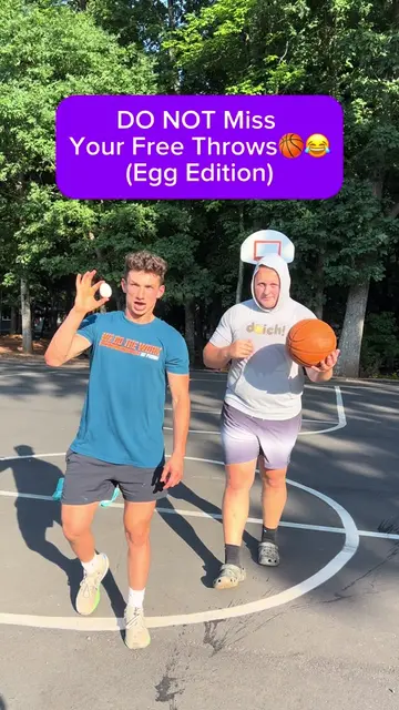 Basketball free throw challenge with painful egg consequences