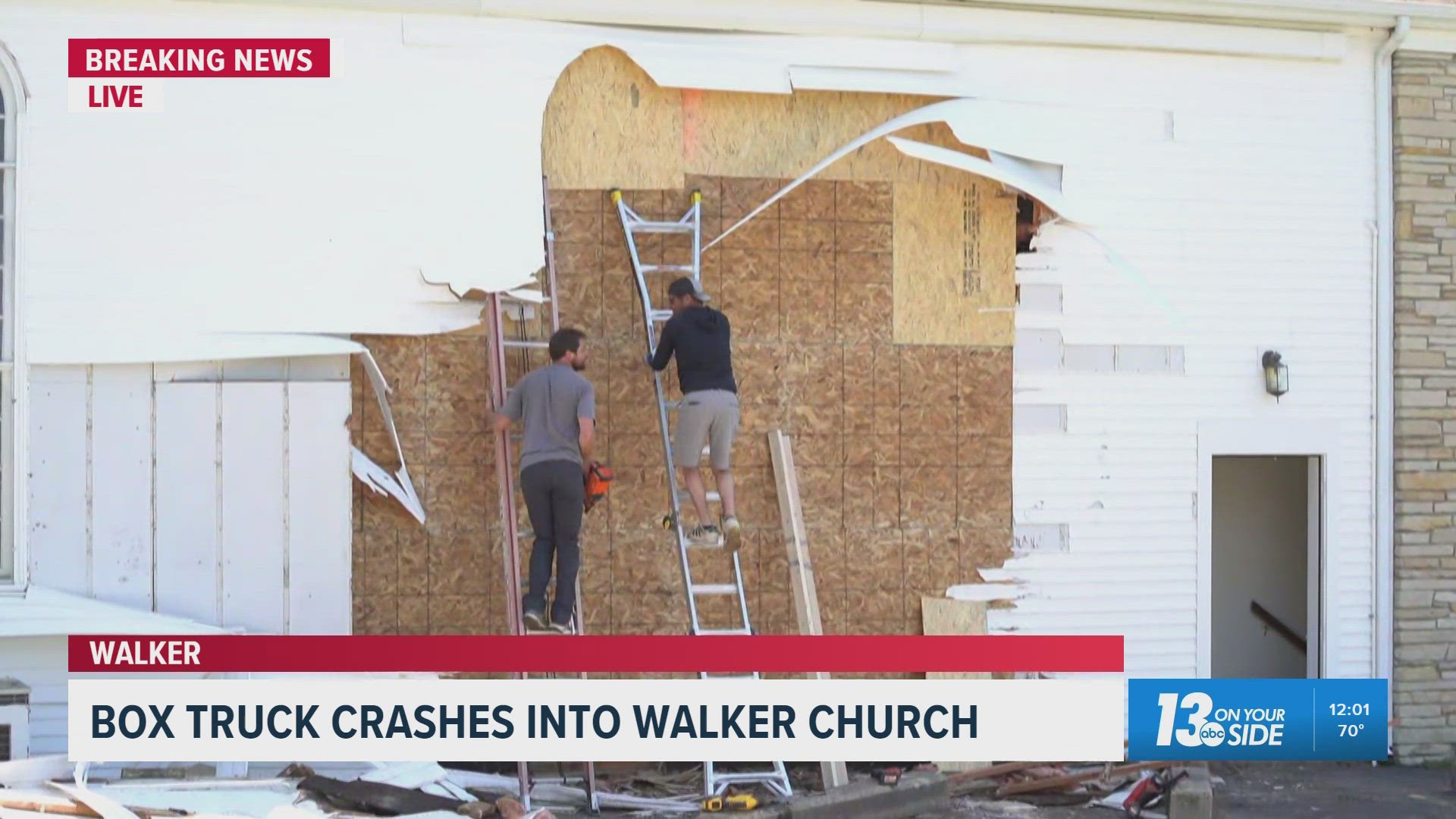 Box truck crashes into church's sanctuary, 2 people hurt