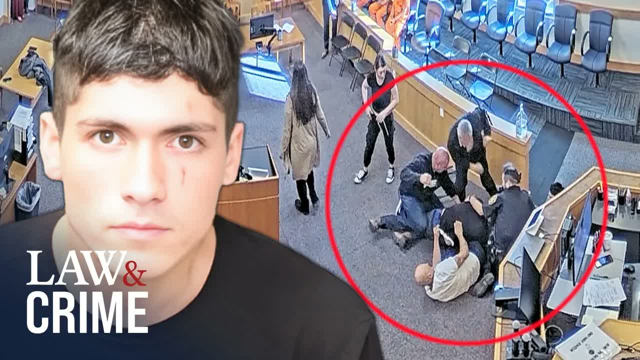 Family attacks killer in bloody courtroom brawl: Bodycam