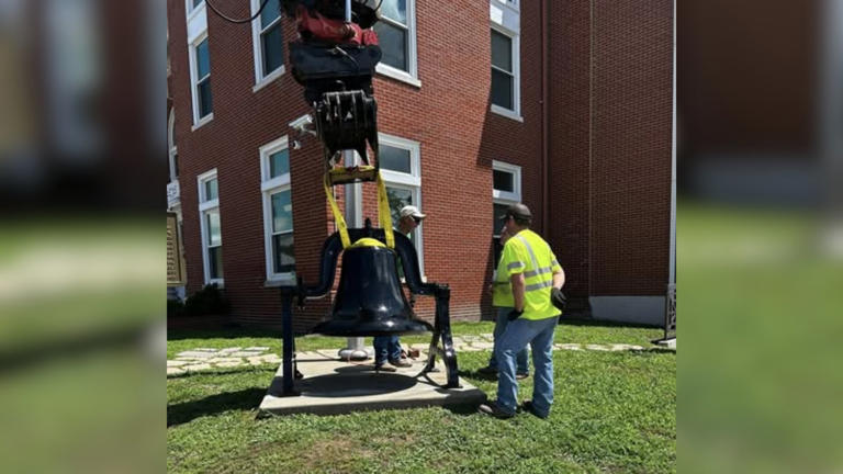 Historic courthouse bell back in place in McLean County