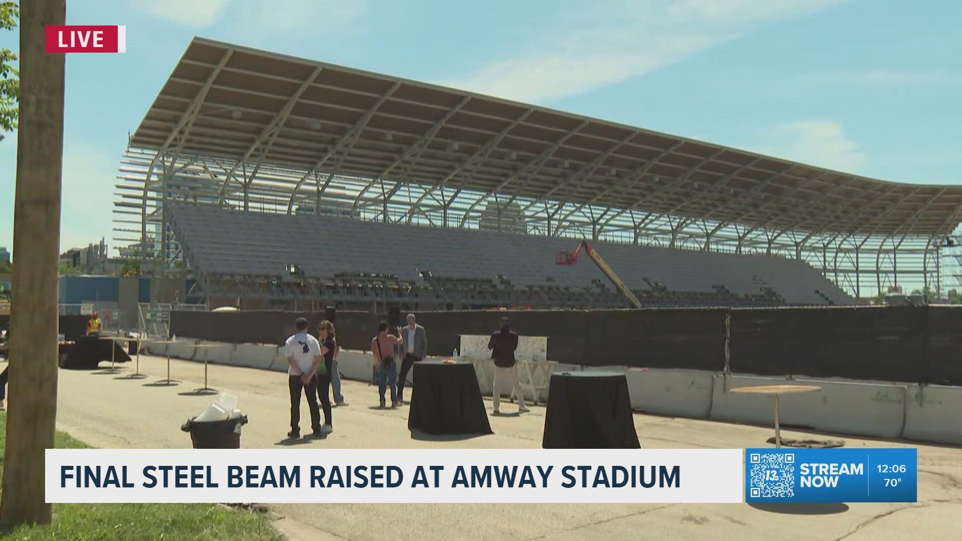 Final steel beam raised at Amway Stadium