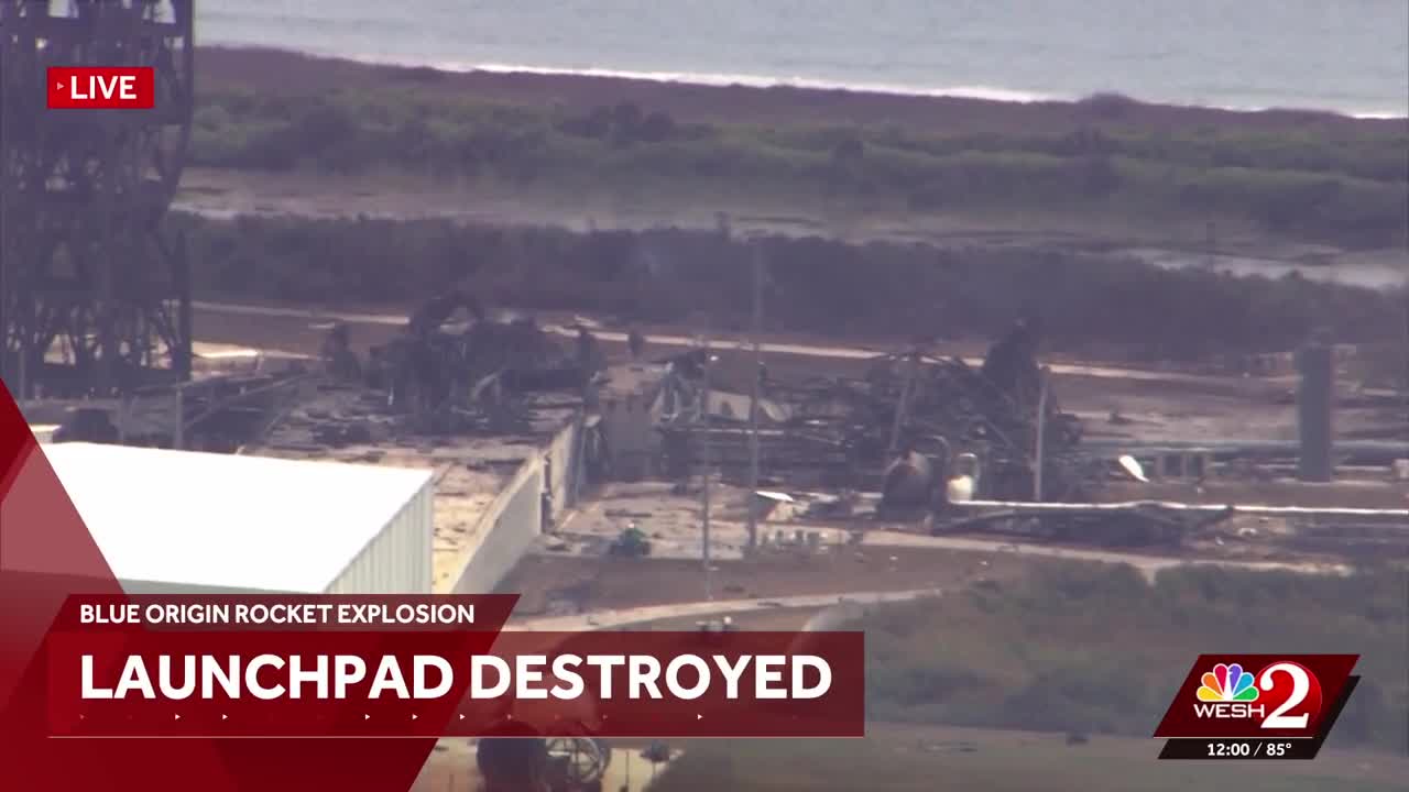 Blue Origin rocket explosion: Aerial views show charred remains at ...
