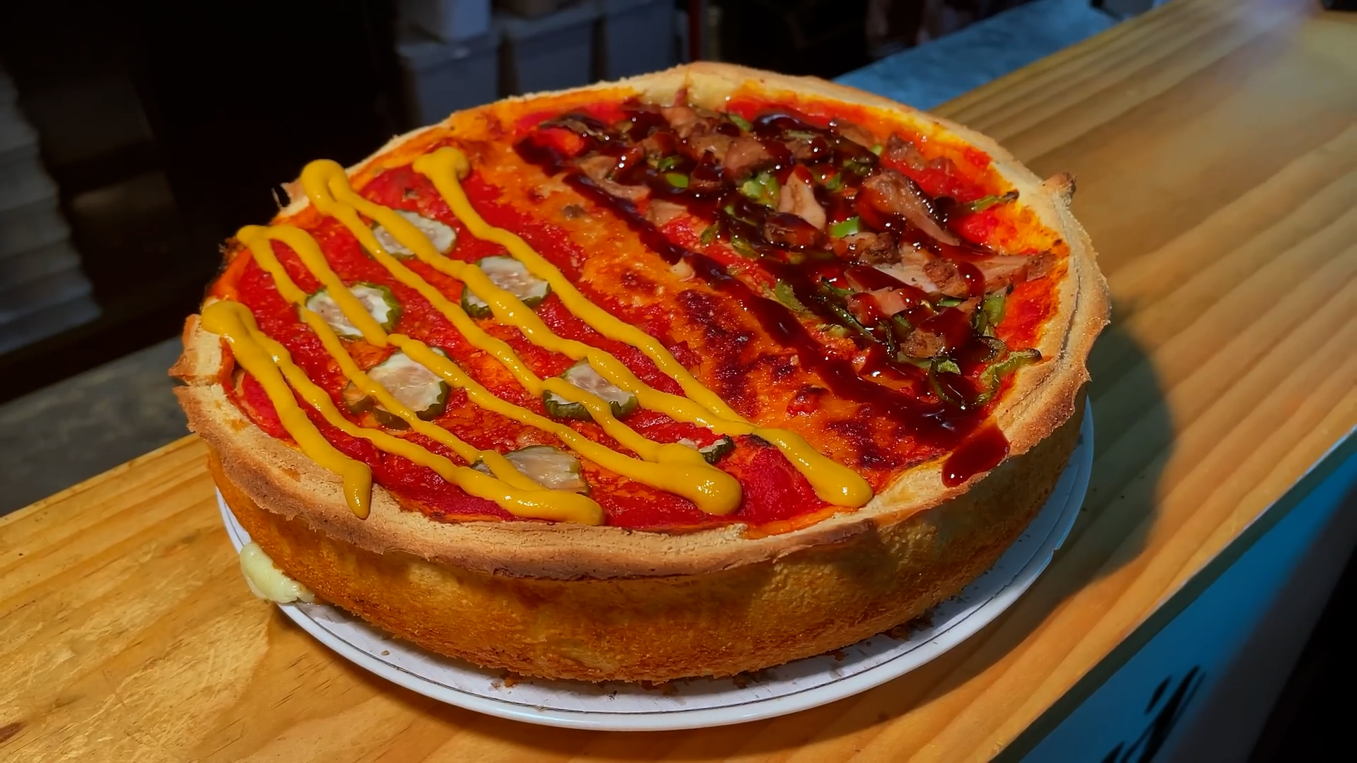 Man attempts impossible deep dish pizza challenge with fries