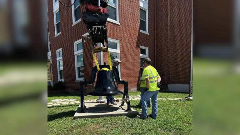 Historic courthouse bell back in place in McLean County
