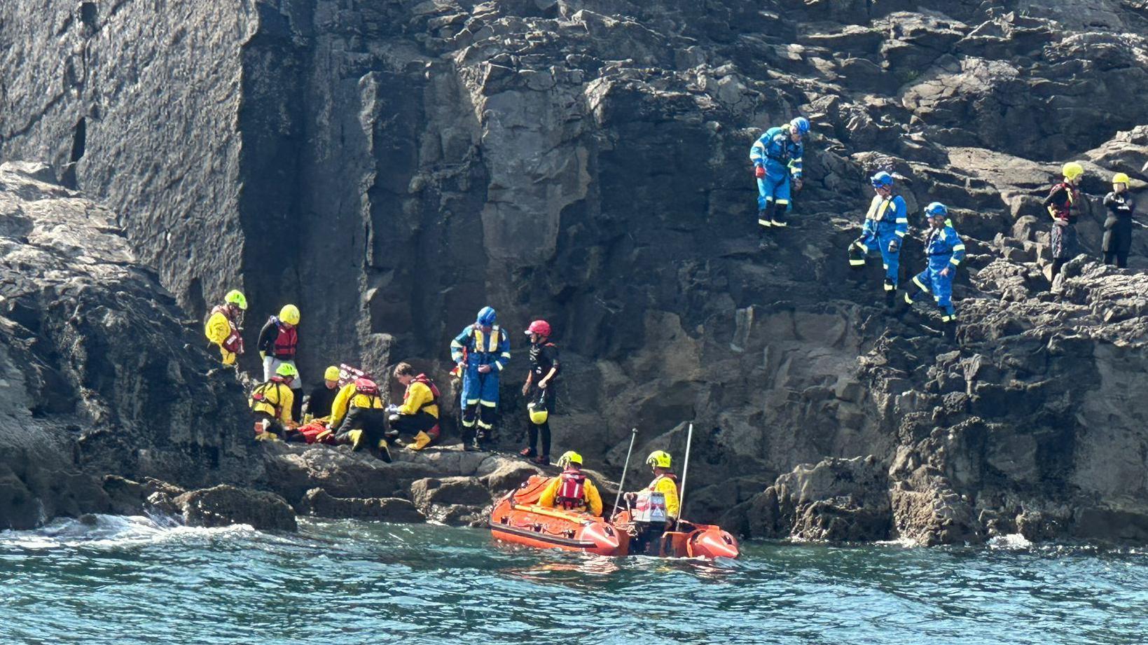 Boy rescued after falling on rocks while coasteering