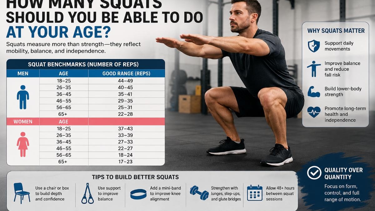 How many squats should you be able to do at your age? Are you above or ...