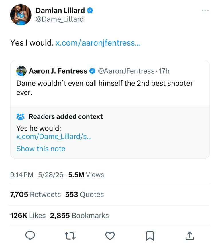 Damian Lillard Co-Signs Being Labelled 'Second-Best Shooter Ever'