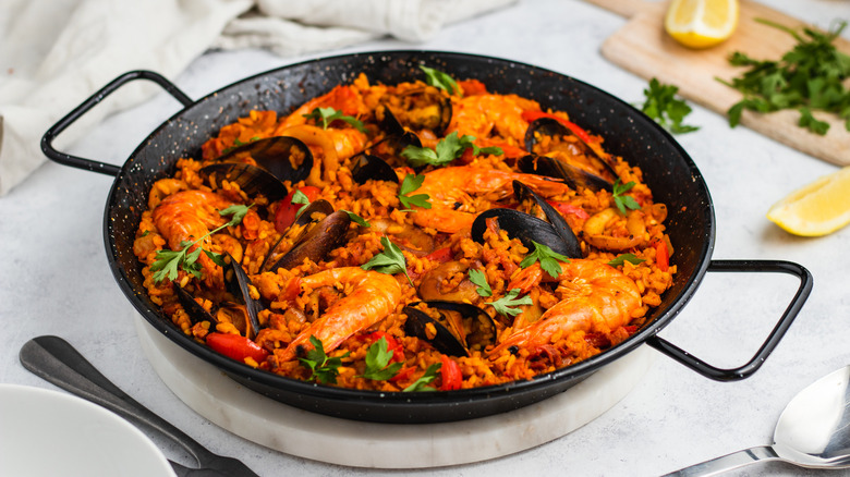 Classic seafood paella recipe