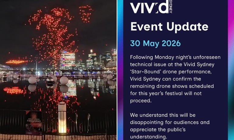 Vivid officially cancels light show after dozens of drones fell from ...