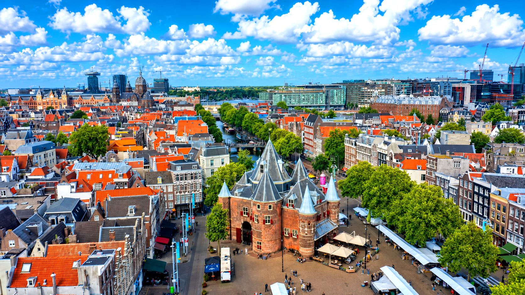 Amsterdam’s historic canal streets lined with old Dutch architecture
