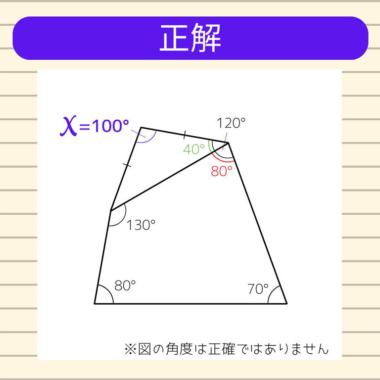 【角度当てクイズ Vol.2236】xの角度は何度?