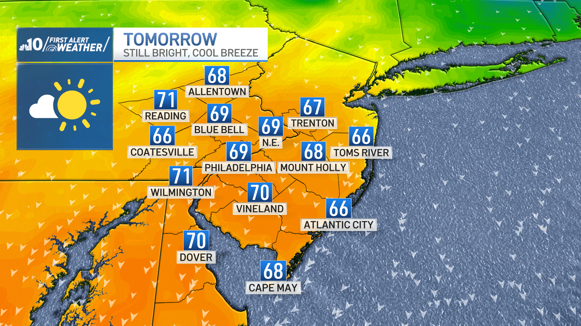 A little cooler and breezy tomorrow