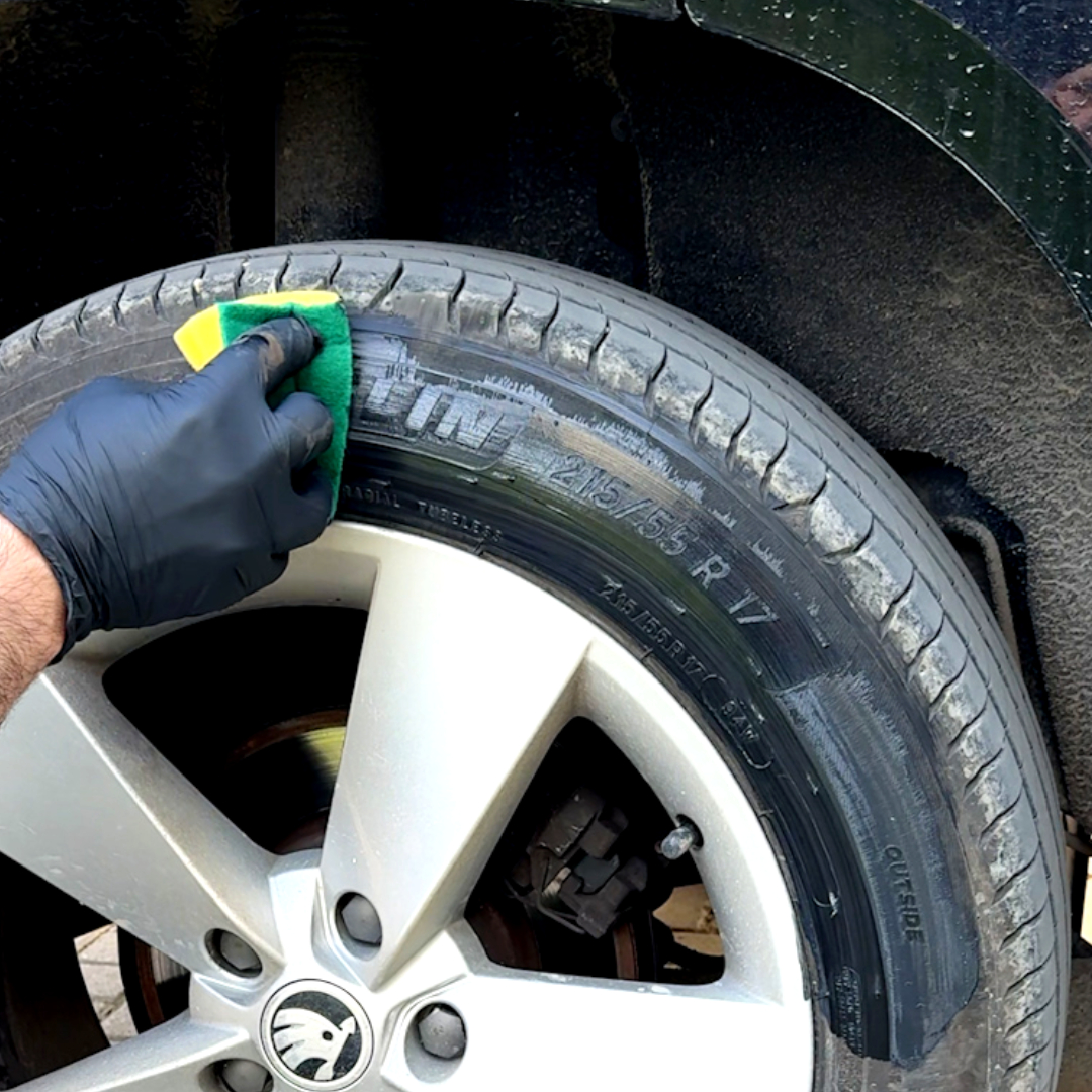 Using butter to clean car tires 🤯💯