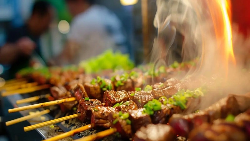Sate kambing empuk dengan cita rasa gurih, manis dan sedikit pedas