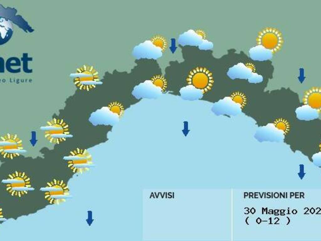 Meteo, sulla Liguria nel fine settimana velature e un po’ di nuvole ...