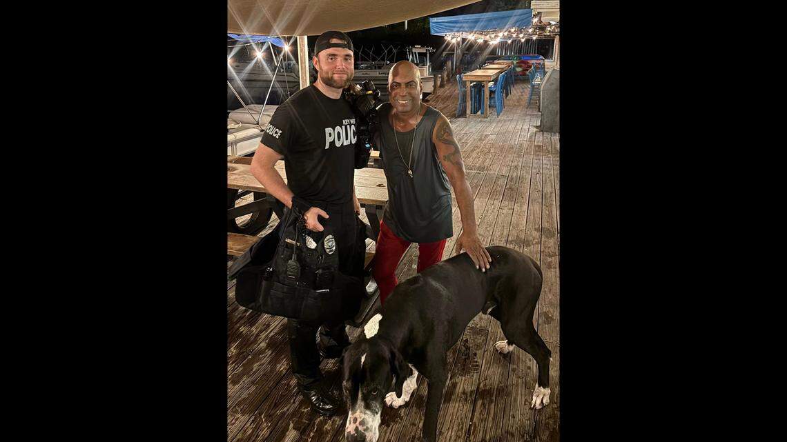 A special case of dog-paddling: Key West cop saves man and his very ...