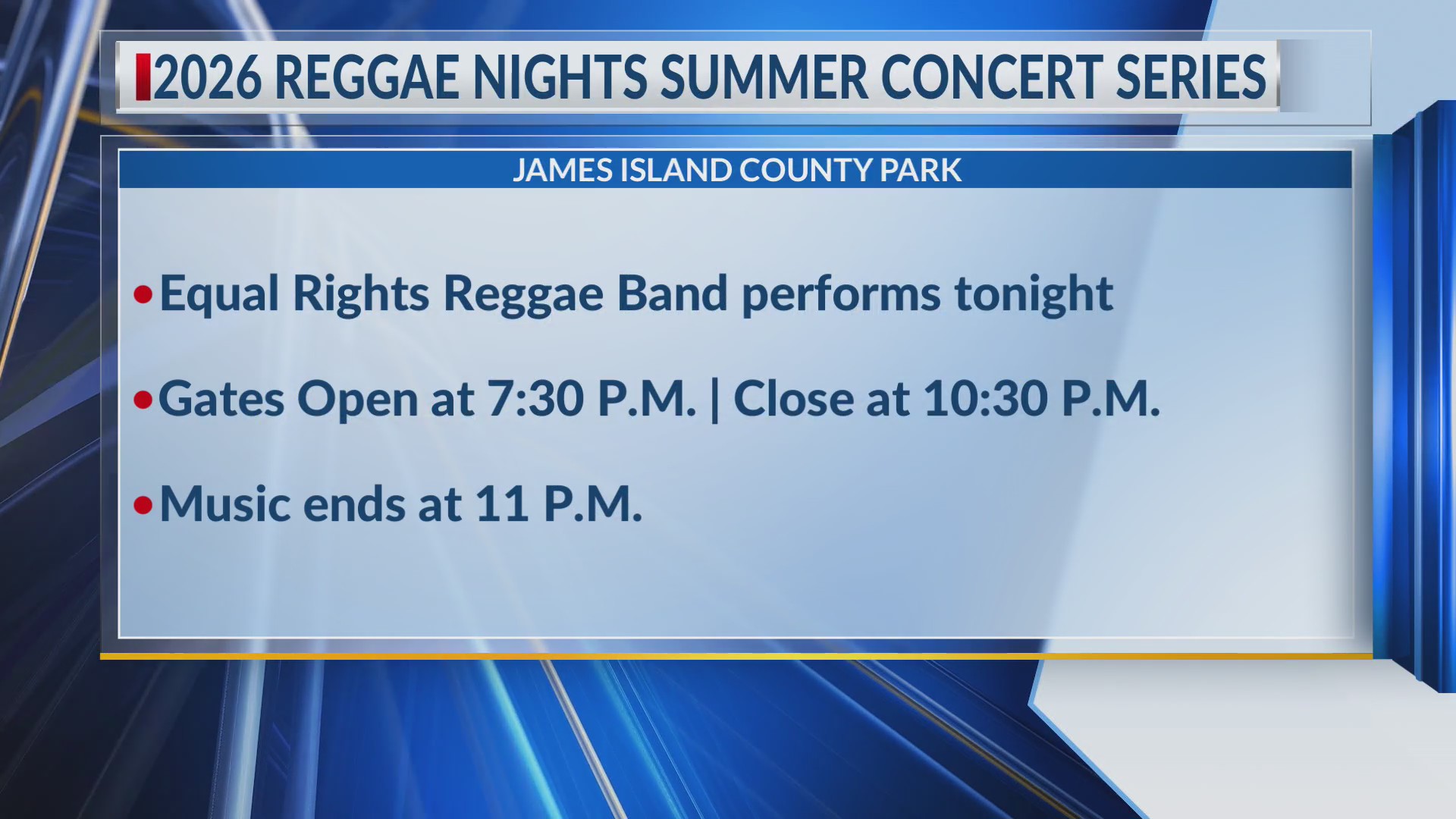 Reggae rhythms returns to James Islands County Park