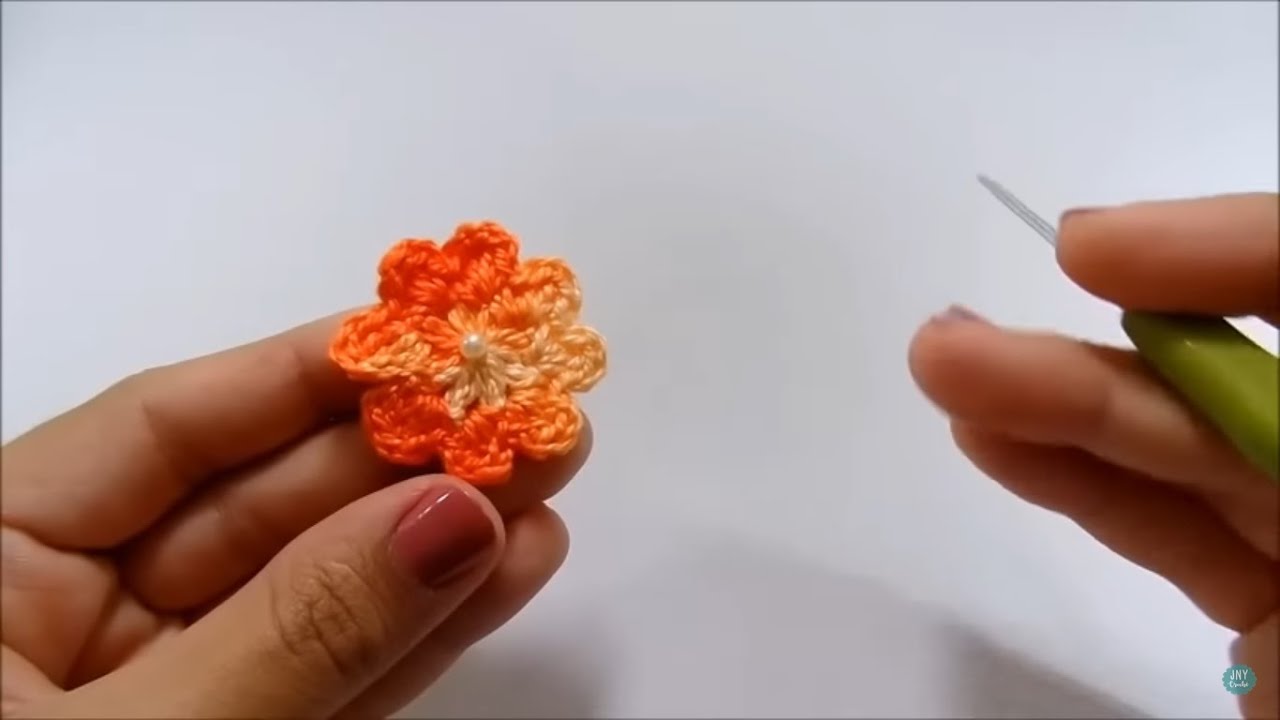 Flor de crochê simples para aplique Luiza mini | JNY Crochê