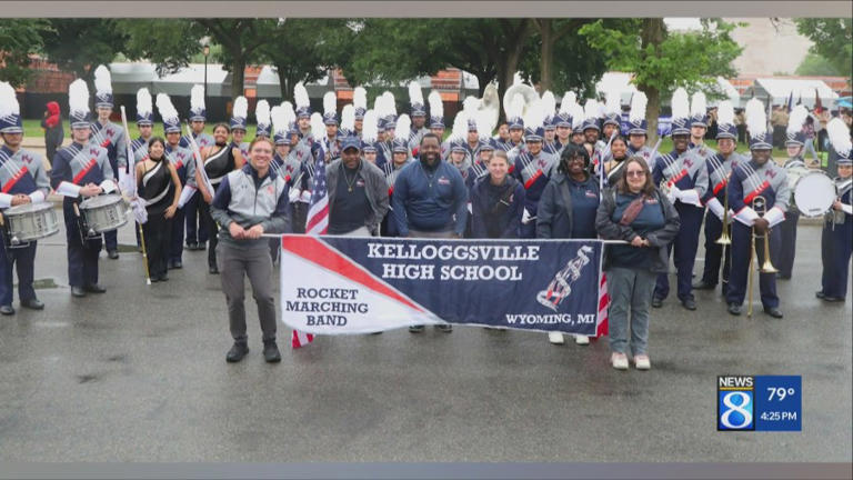 Kelloggsville High School marching band joins National Memorial Day Parade