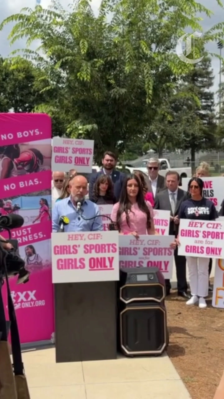 California governor candidate Steve Hilton joins protest against trans ...