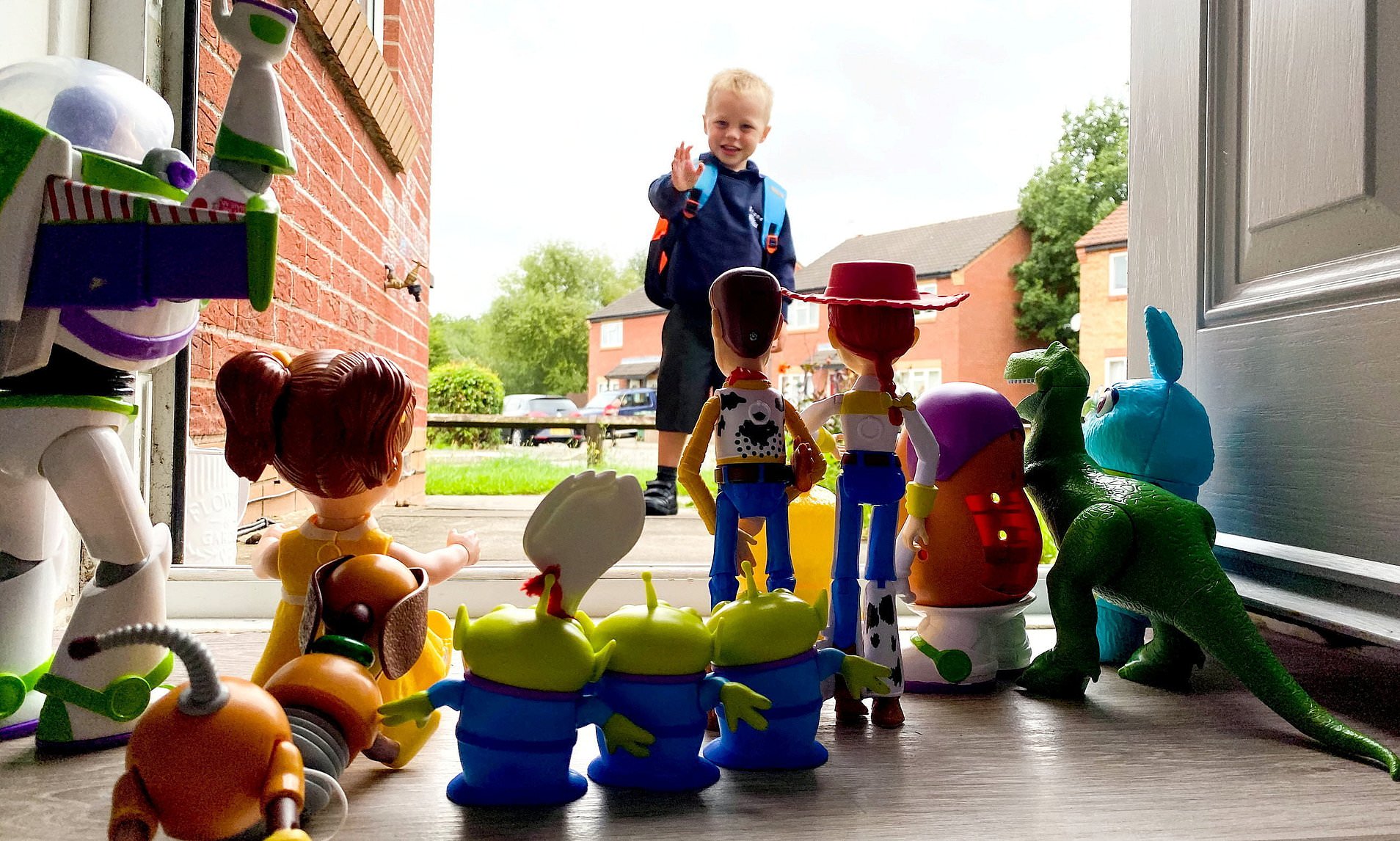 Toy Story fanatic's 'first day of school' picture lands him on the red ...