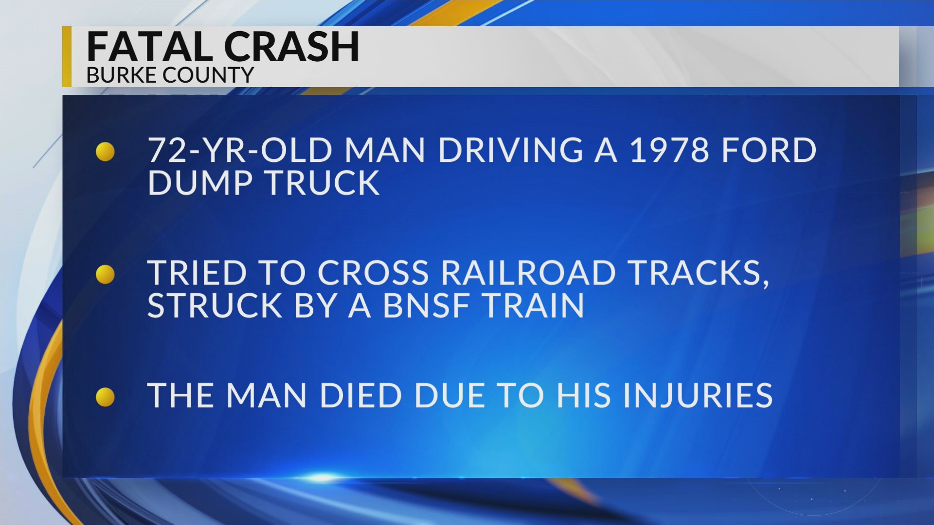 Driver killed in collision with BNSF train in Burke County