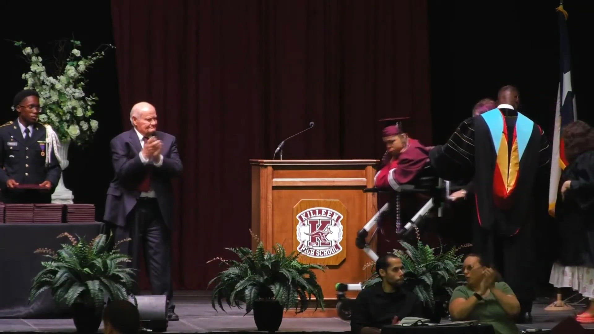 Killeen ISD senior Sean Roberts walks at graduation after being almost ...