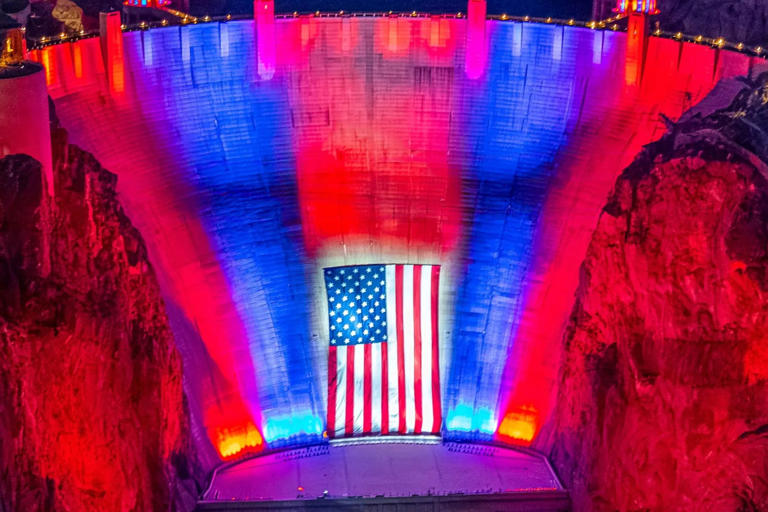 Gargantuan American flag unfurled at iconic Western landmark to ...