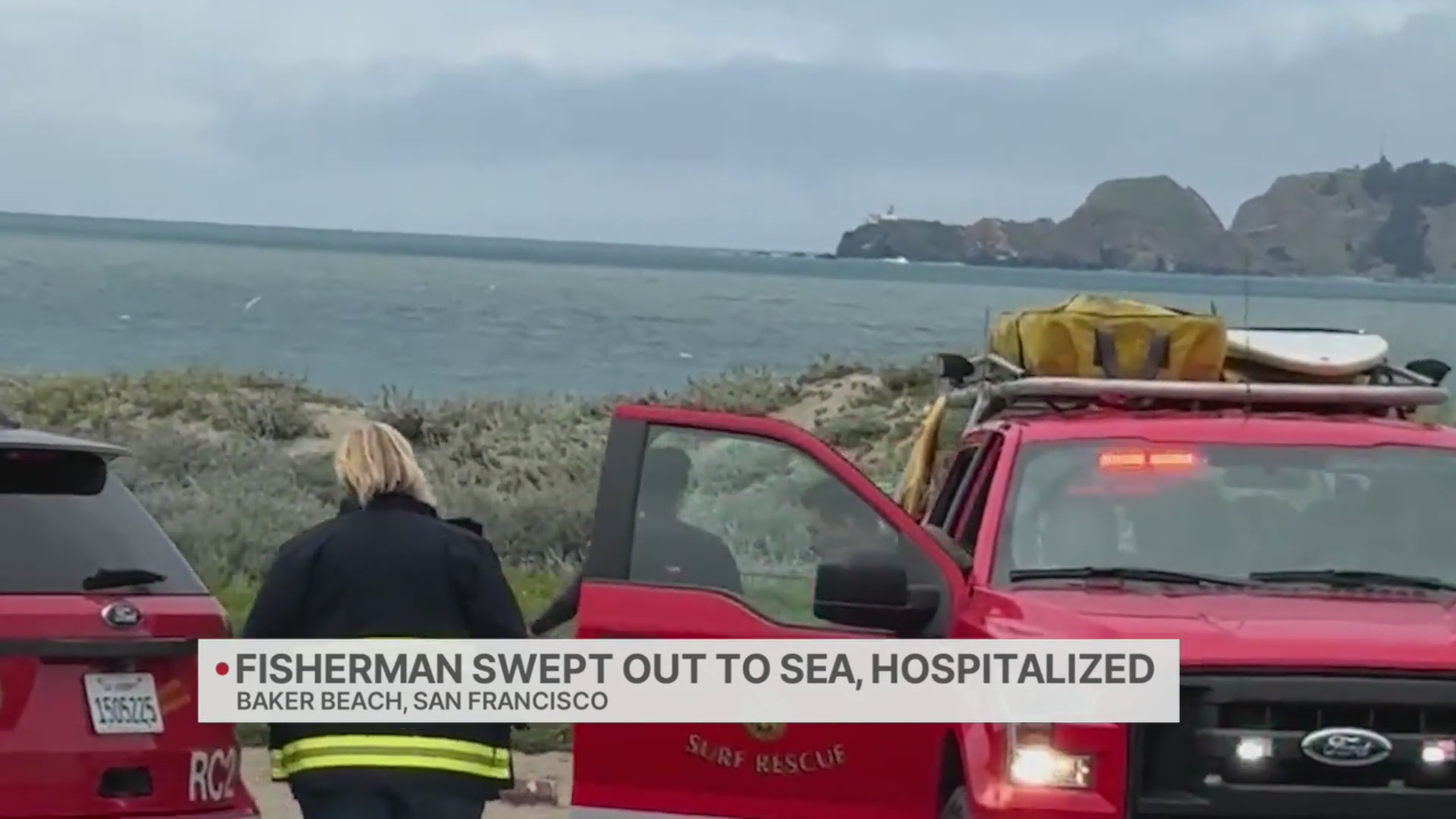 Fisherman swept out to sea at SF Baker Beach, hospitalized