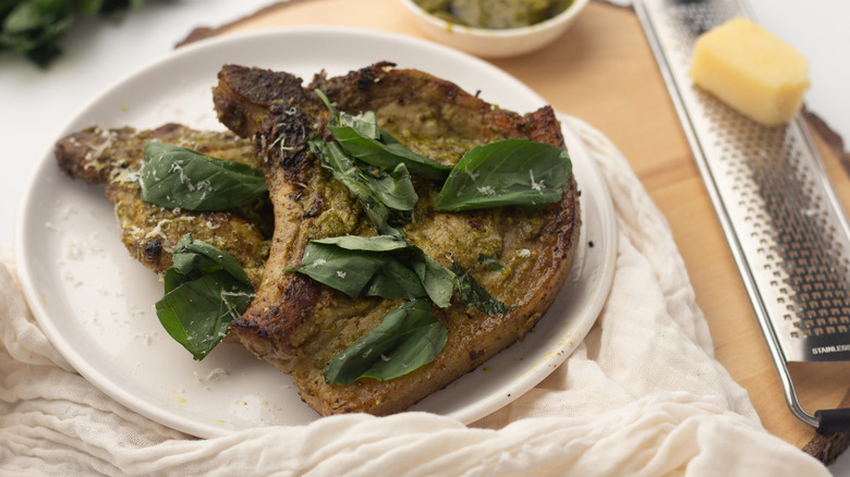 Pesto pork chops recipe