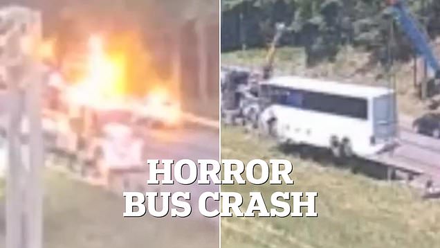 Fiery bus crash on I-95 leaves five dead and dozens injured